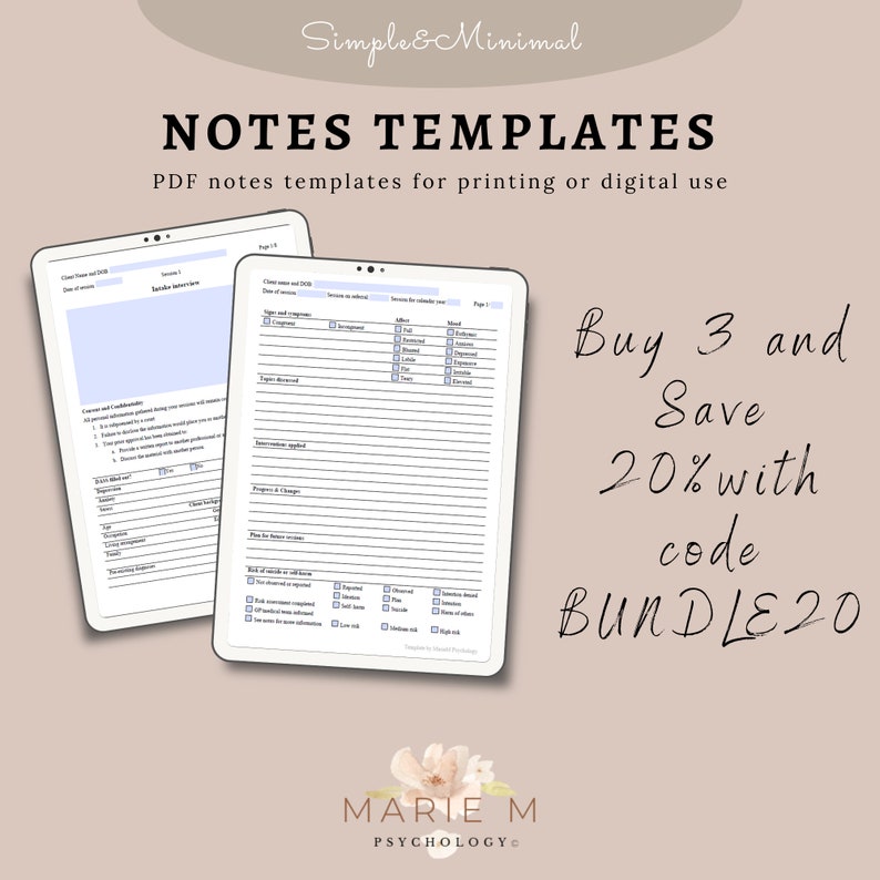 Progress Notes Digital Template for Psychologists and Counsellors - Etsy