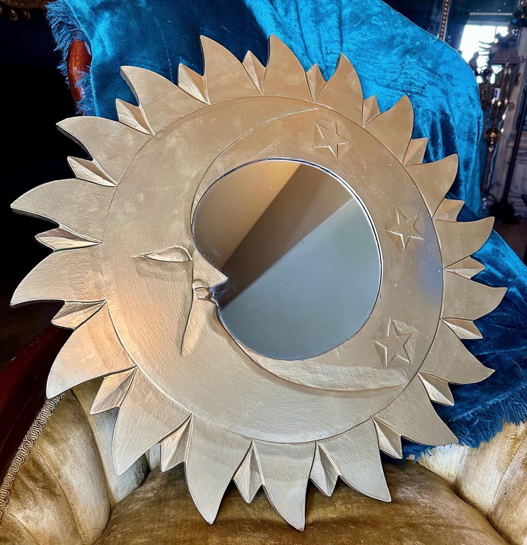 Vintage Gold Celestial Sun & Moon Mirror – 24” Round - Etsy