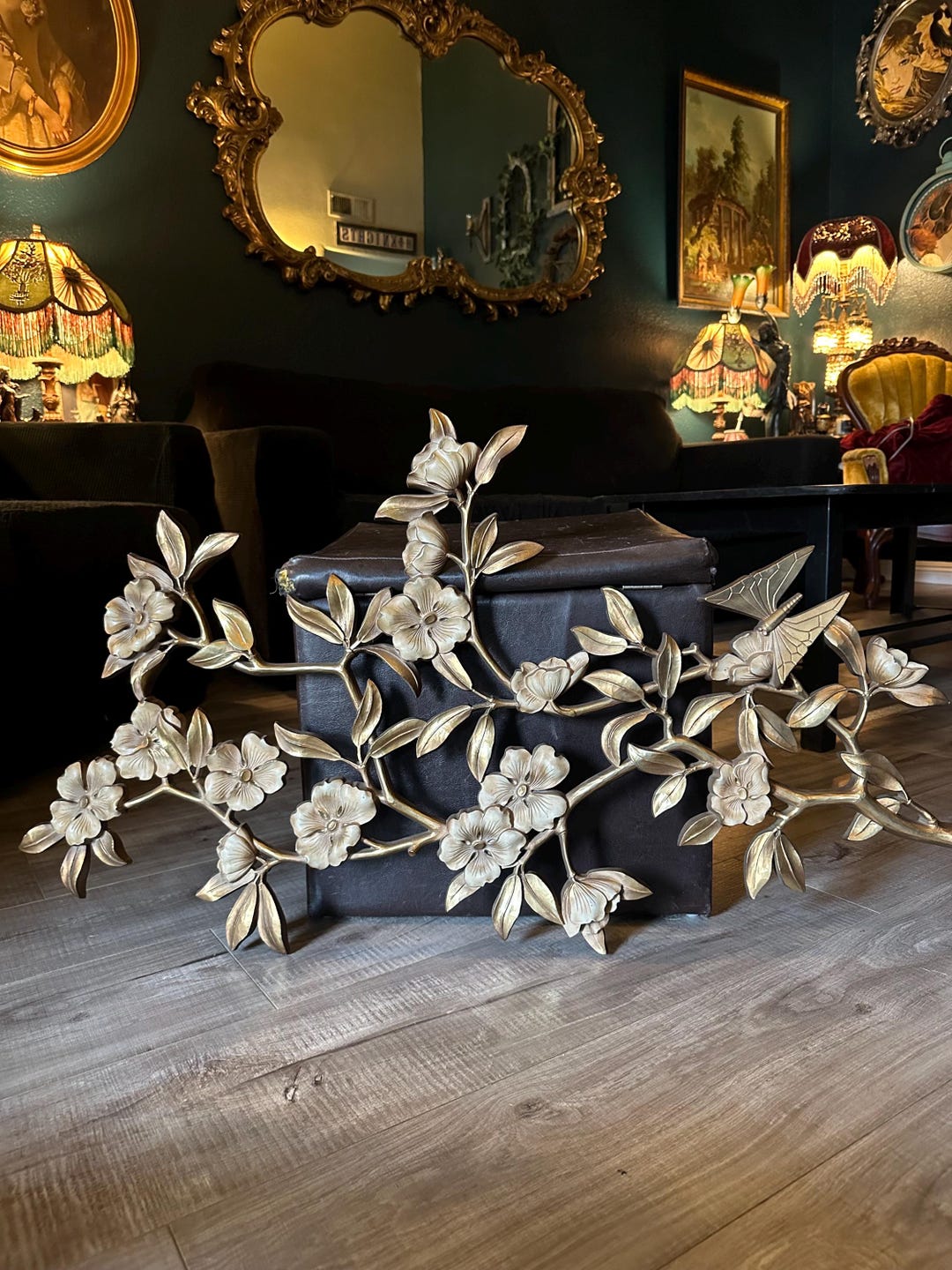 Vintage Mid-century Syroco Flowers & Butterfly Cream/gold Wall Hanging ...