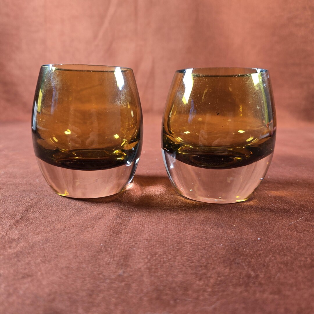Vintage Mikasa “solaris” Amber Glass Votive Candle Holders - Etsy
