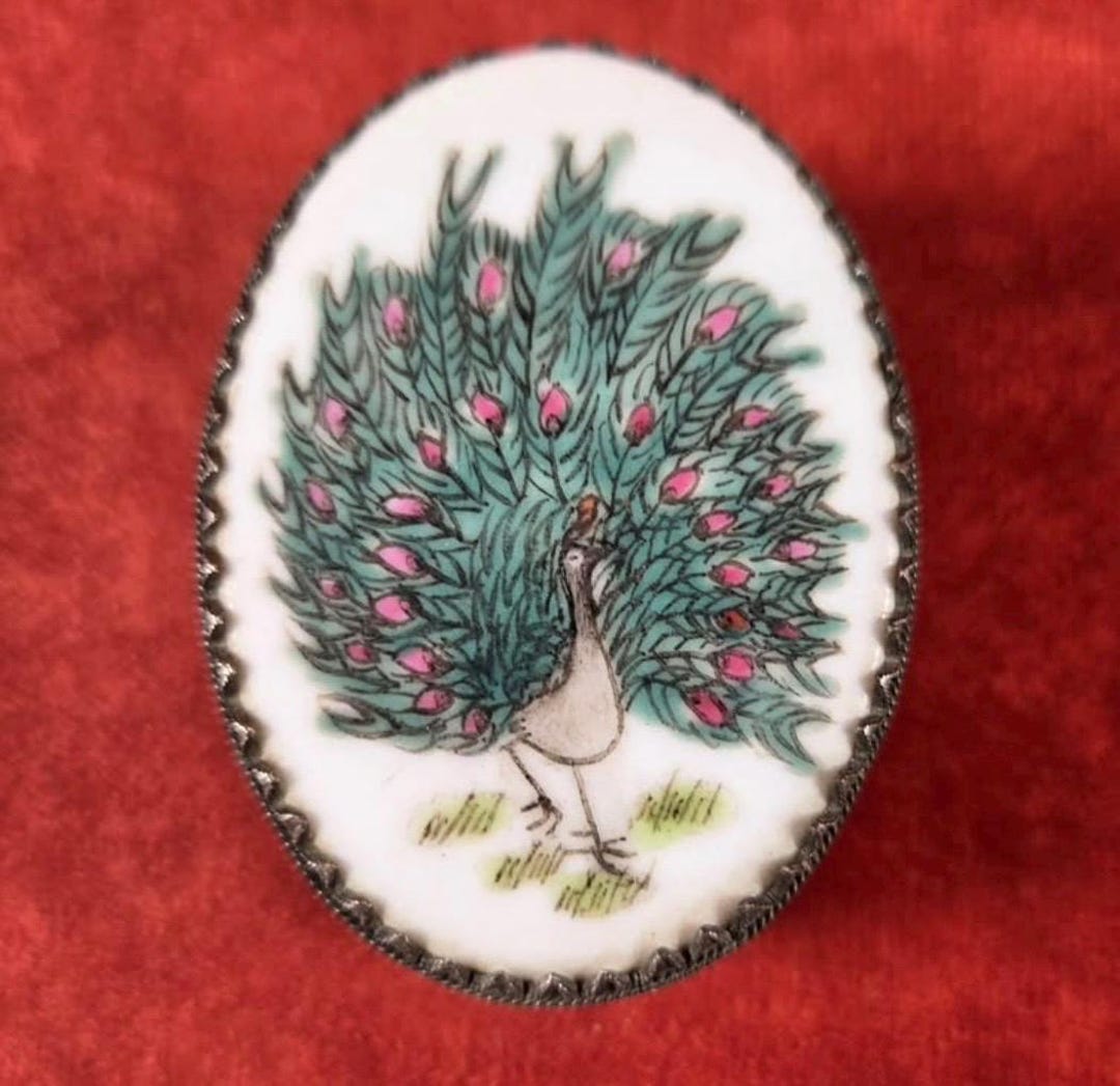 Vintage Ornate Pill Box With Peacock - Etsy
