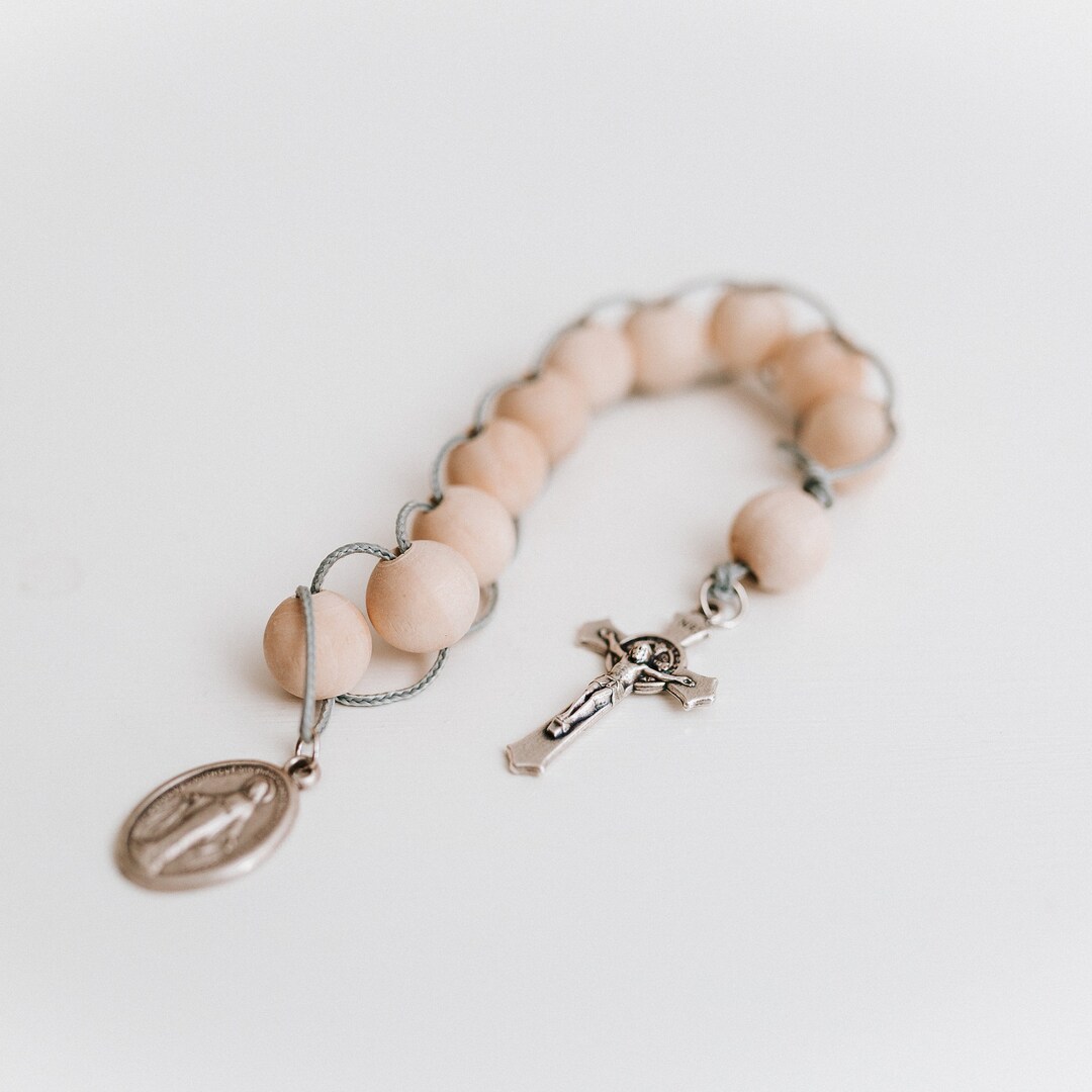 Decade Rosary - Wooden Bead Rosary, Catholic Fidget Toy, Sacrifice ...