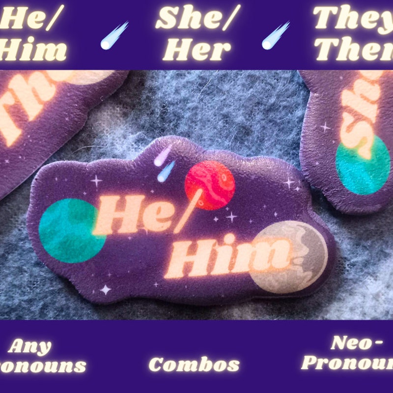 Pronoun Pins - Etsy