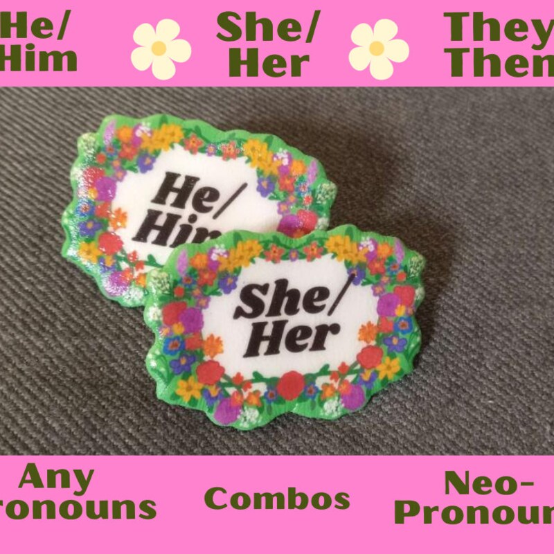 Pronoun Pins - Etsy