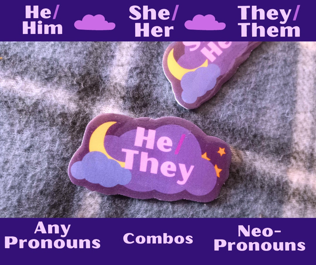 Stars and Moon Pronoun Pin - He/him, She/her, They/them, Custom ...