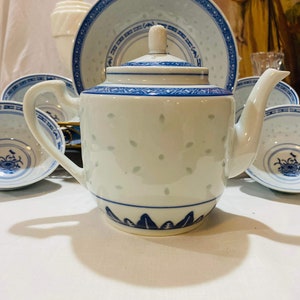 Blue and White Vintage Chinese Tea Set - Etsy