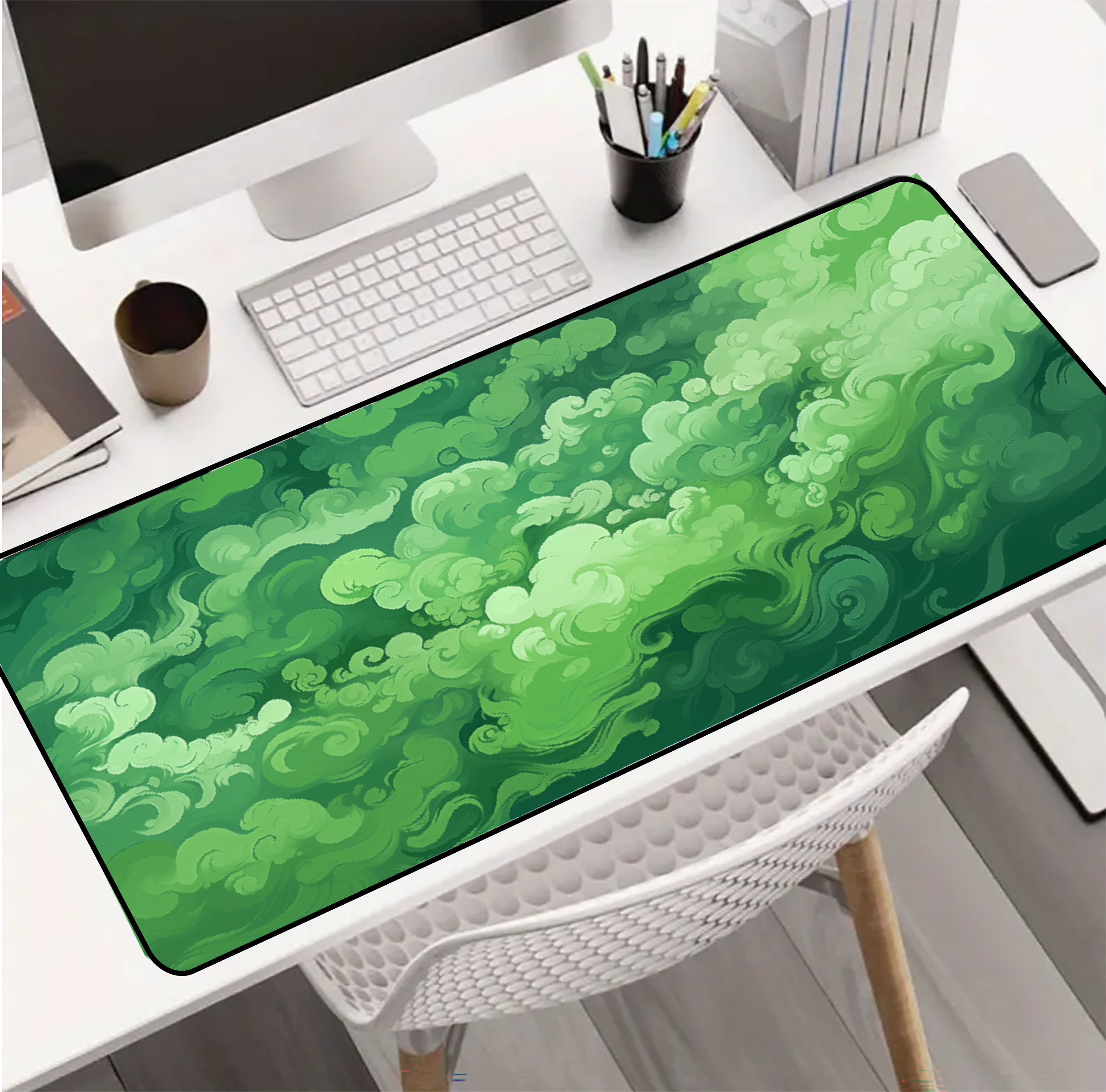 Green Clouds Desk Mat, Magical Mouse Pad-nature Themed Desk Decor ...
