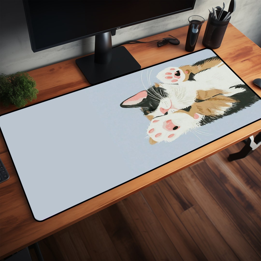 Cat Lover Desk Accessories Retro Style Mousepad Furry Office Decor ...
