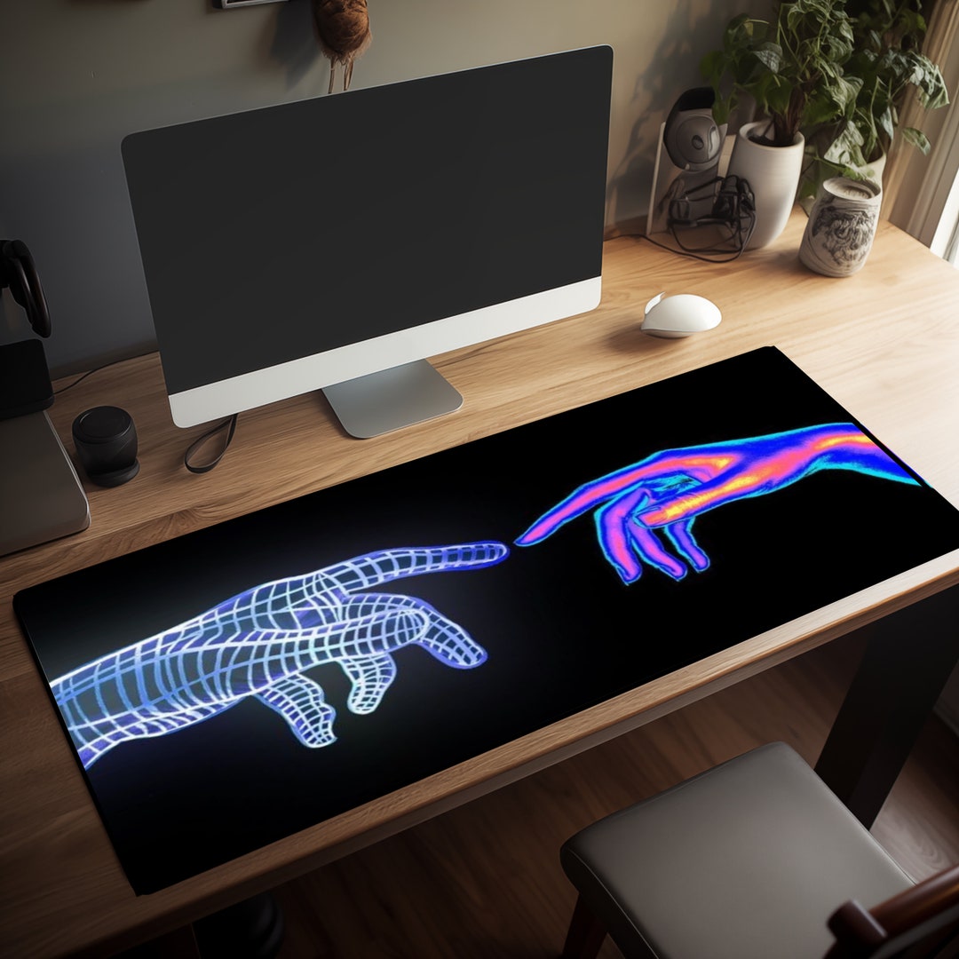 Cyber Creation of Adam Desk Mat, Love Art Desk Mat, Psychedelic Love ...