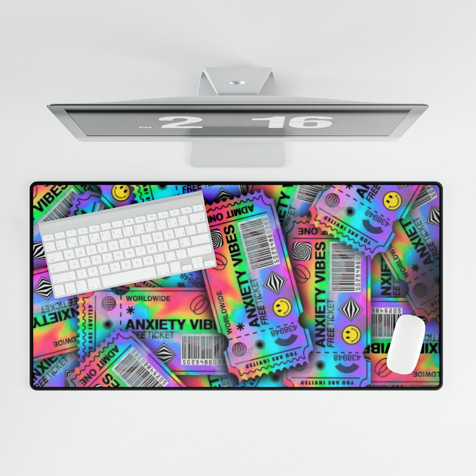 Vibrant Colorful Anxiety Tickets Desk Mat, Vibrant Desk Mat ...