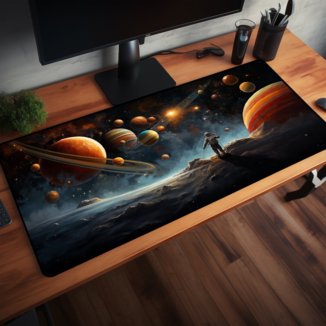 Explore the Universe With Our Galactic Saturn Desk Mat Psychedelic ...