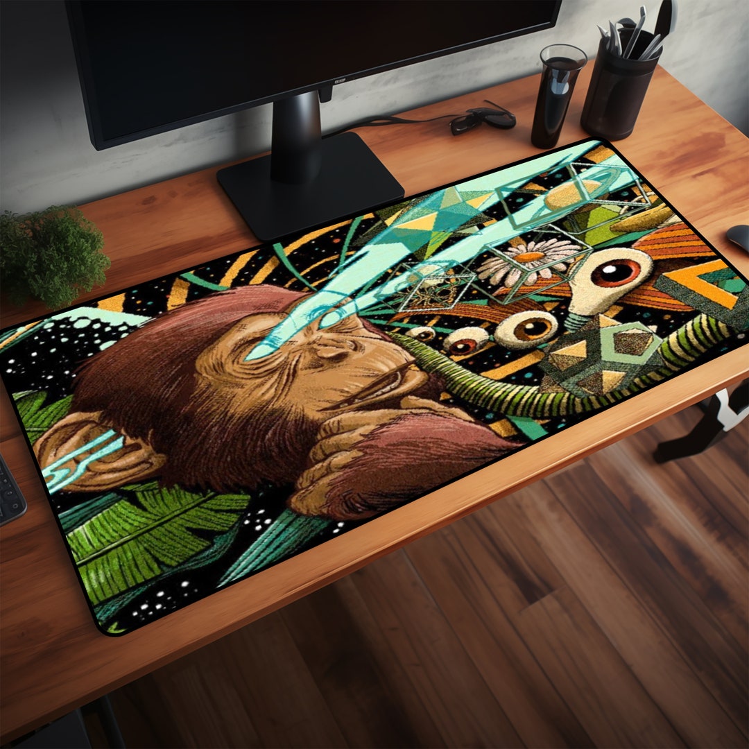 Whimsical Monkey-inspired Desk Mat & Mousepad, Monkey Magic Workspace ...