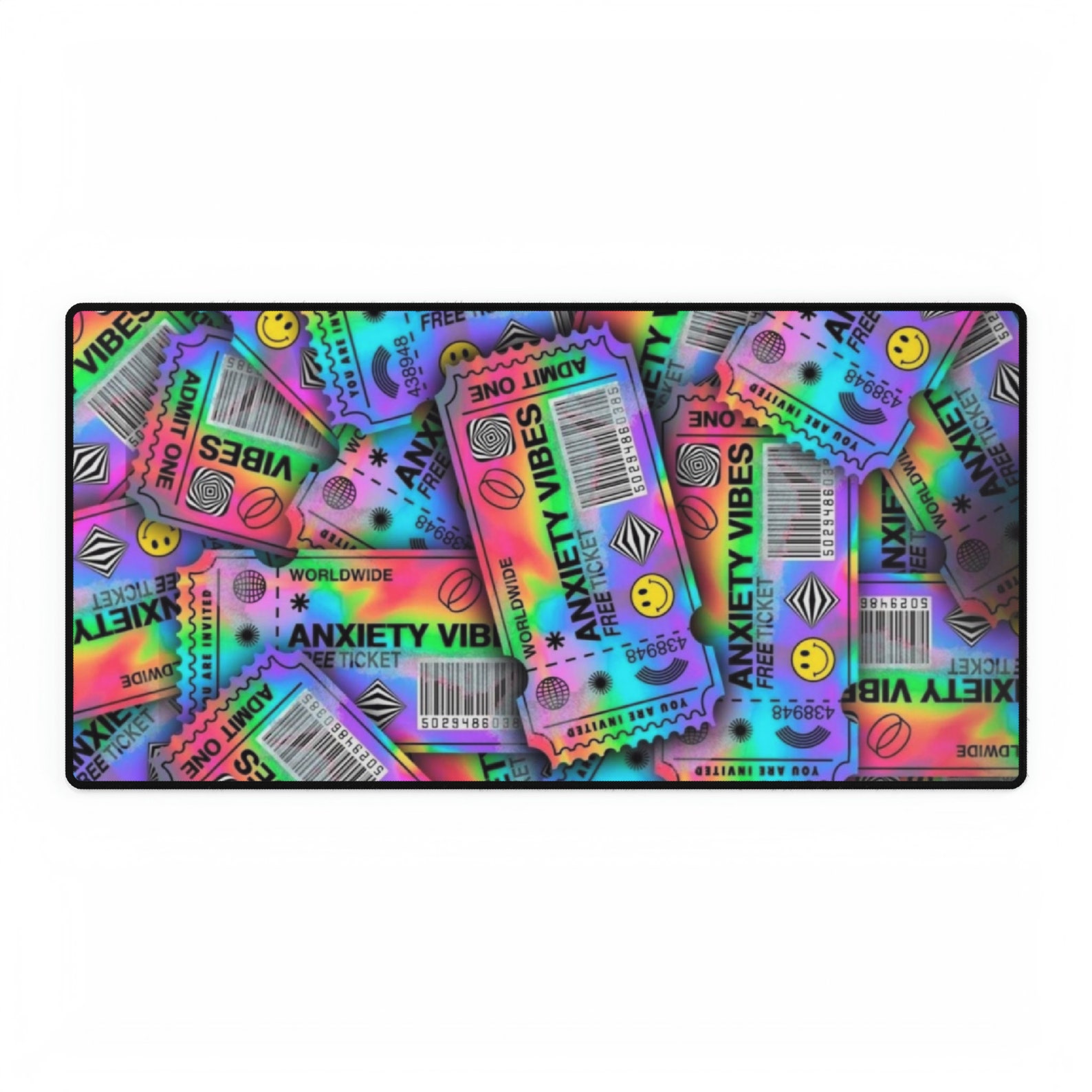 Vibrant Colorful Anxiety Tickets Desk Mat, Vibrant Desk Mat ...