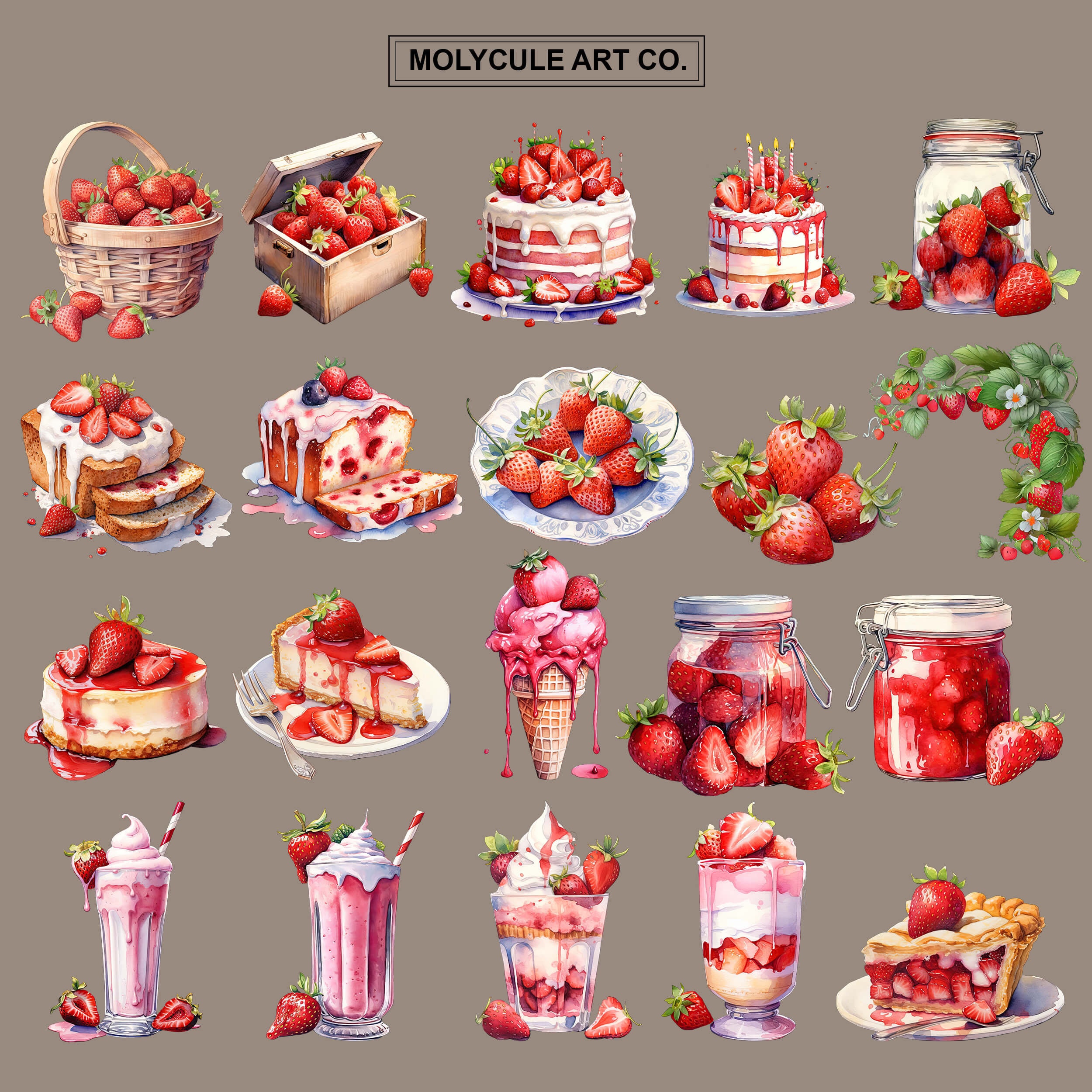 100 Watercolor Strawberries Clipart - Strawberry Farm PNG Digital Image ...