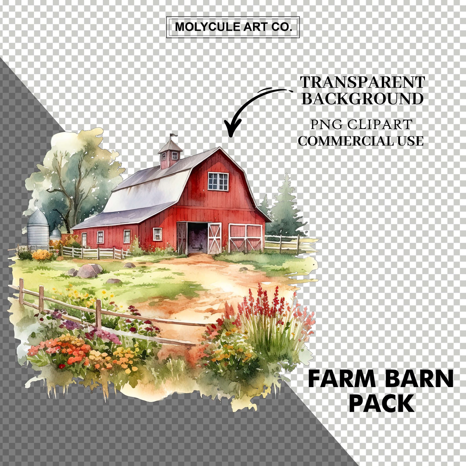 27 Farm Barn Watercolor Clipart, Farmhouse Clipart, Barn Bundle PNG ...
