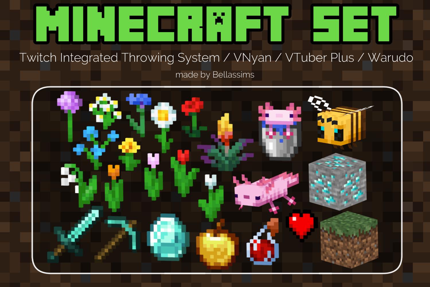 3D || Minecraft Set | Throwable Assets for Streaming | Vnyan/vtuber ...