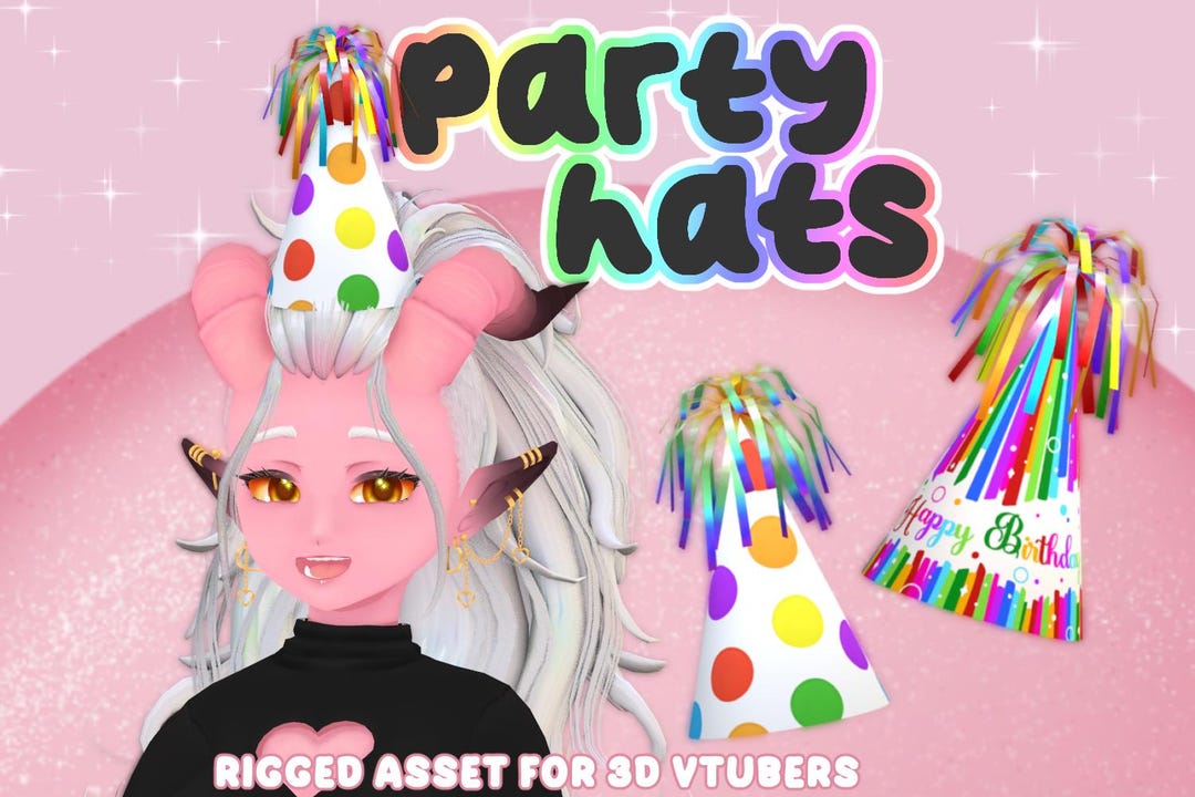 Party Hat Assets | Vnyan + Warudo | Rigged 3D Accessory for 3D Vtubers ...
