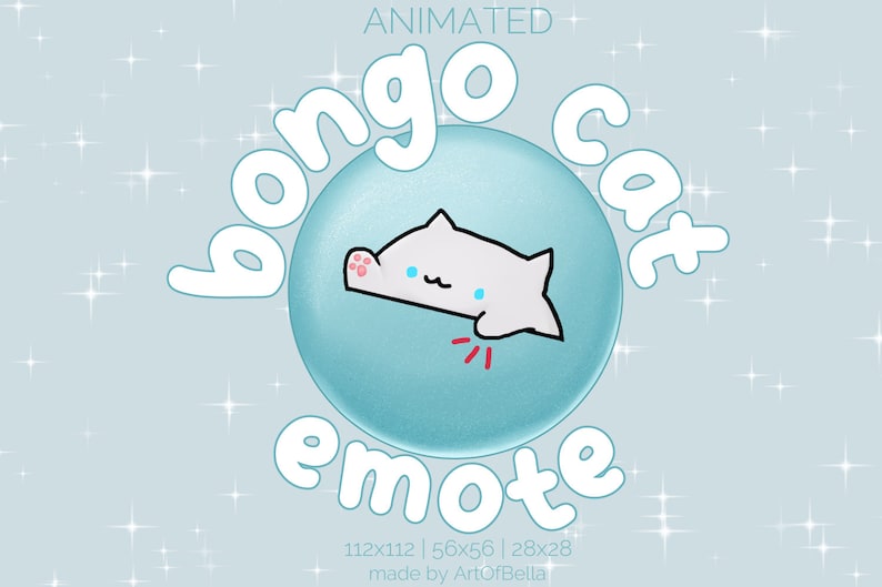 White Cat Themed Bongo Cat Emote for Twitch Streaming - Etsy