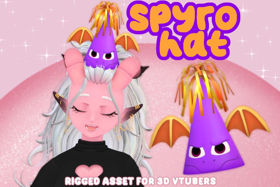 Spyro Party Hat Asset | Vnyan + Warudo | Rigged 3D Accessory for 3D ...