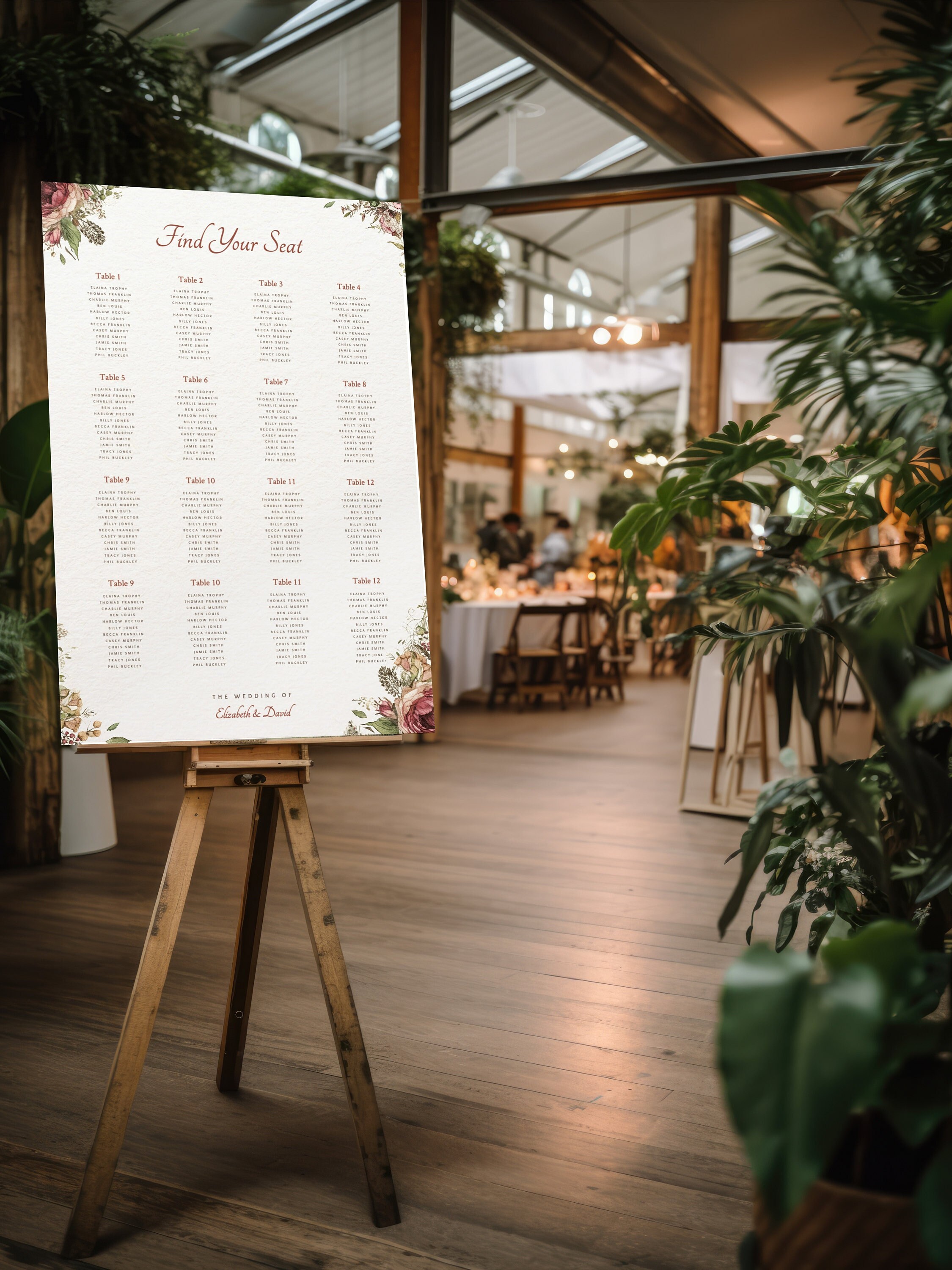 RUSTIC ROSES Seating Assignment Poster Vintage Wedding - Etsy