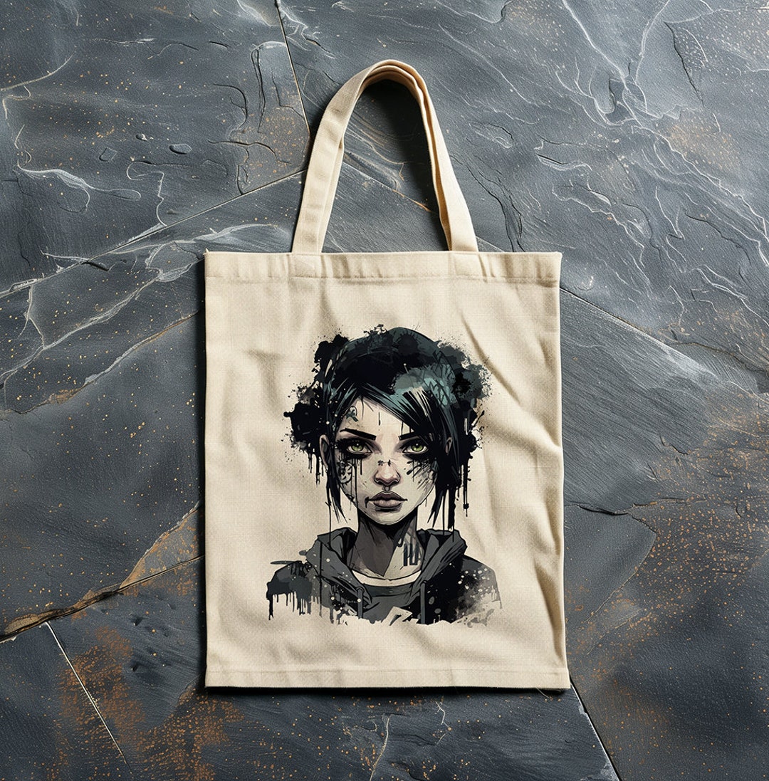 Graffiti Goth Girl Tote Bag Cotton Canvas, Urban Art Style, Eco ...
