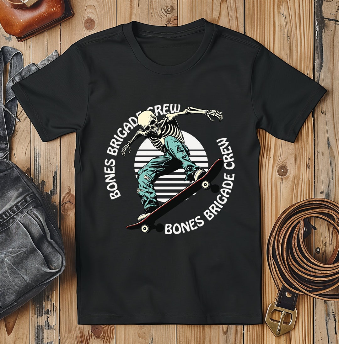 Bones Brigade Skeleton Skateboard Tee - Unisex Jersey Short Sleeve ...