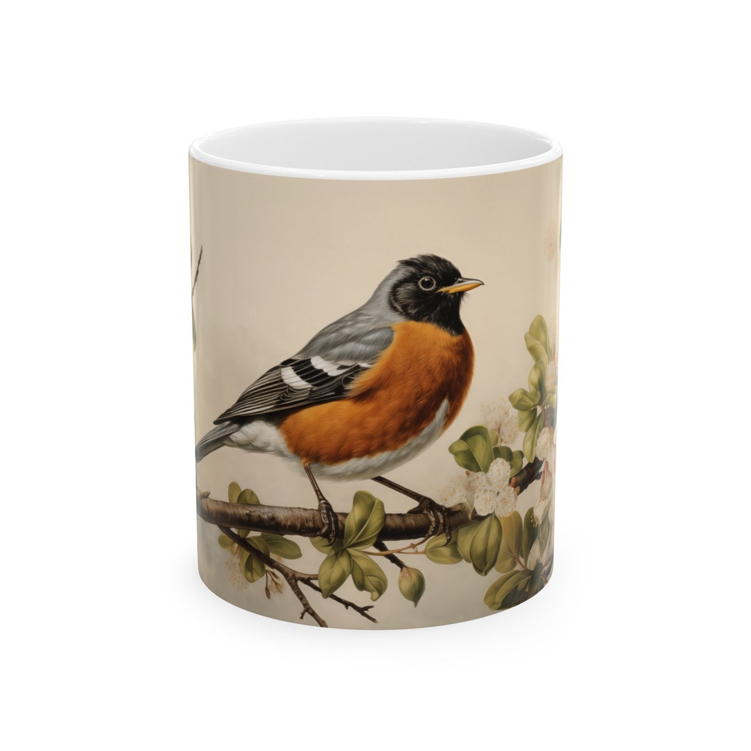 American Robin Ceramic Mug - Bird Lover's Gift, 11oz & 15oz Coffee Mug ...