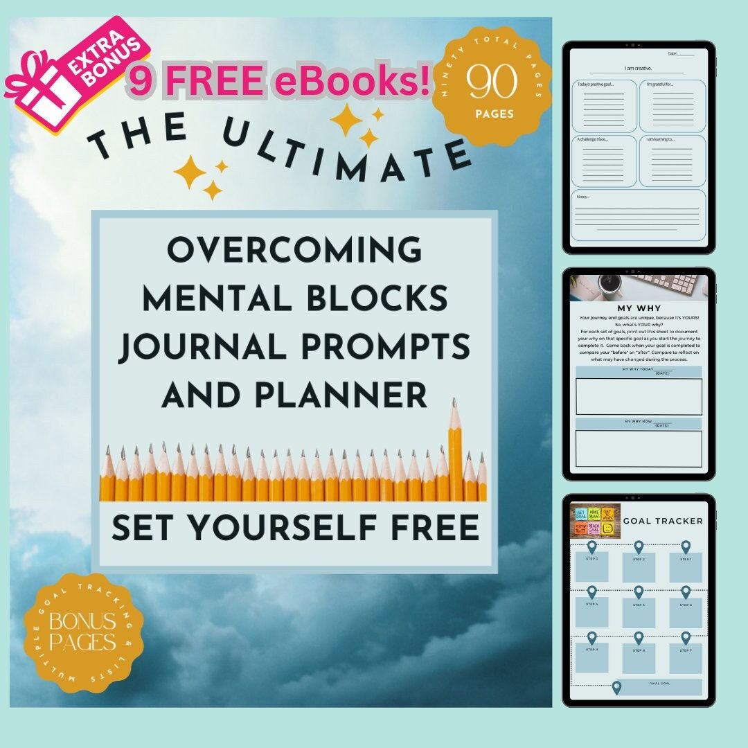 Mental Block Prompts Printable Journal Planner | Mental Health, Goal ...