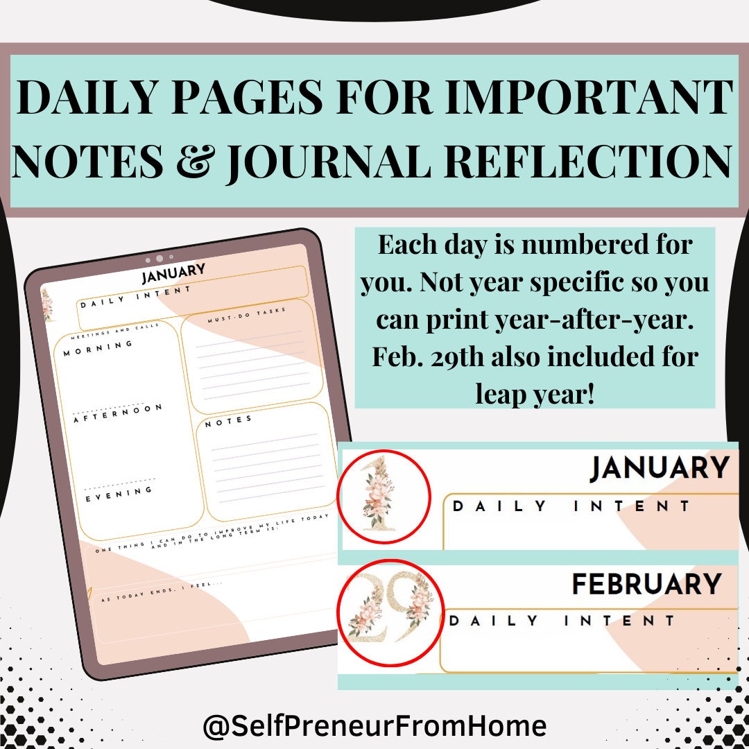 Printable Journal and Calendar Bundle Print Any Year Goal Setting, Goal ...