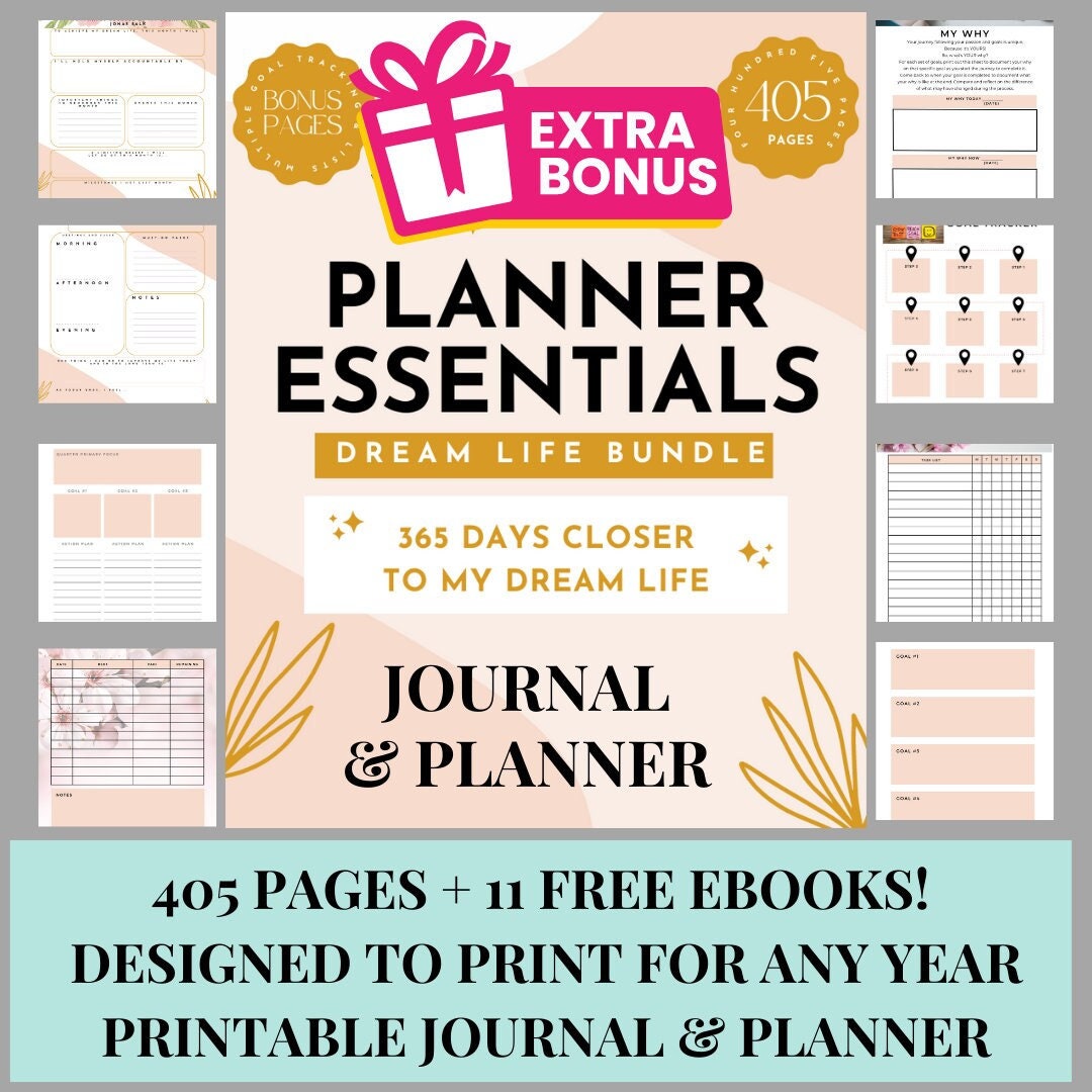 Printable Journal and Calendar Bundle Print Any Year Goal Setting, Goal ...