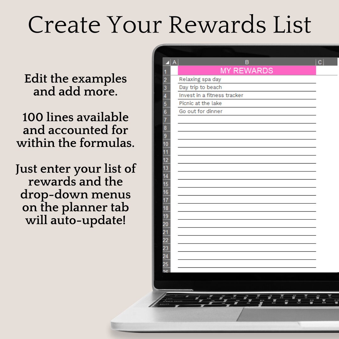 Excel Goal and Reward Planner Template, Goal Tracker and Progress Bar ...