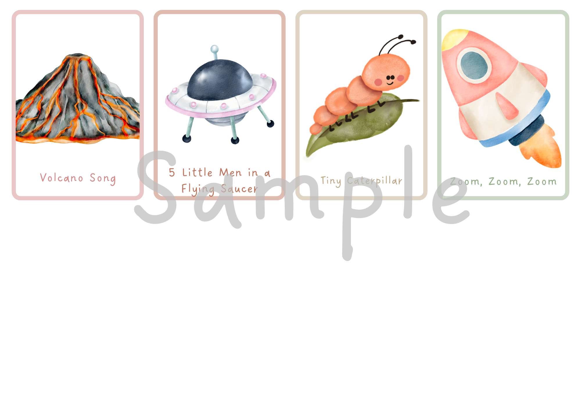 Printable Nursery Rhyme Songs Flashcards Watercolour - Etsy