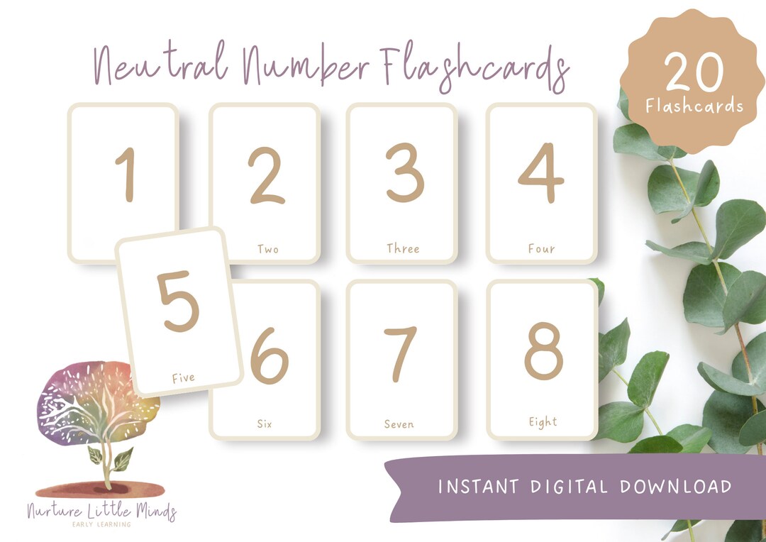 Printable Neutral Number Flashcards, Classroom Decor, Toddlers ...