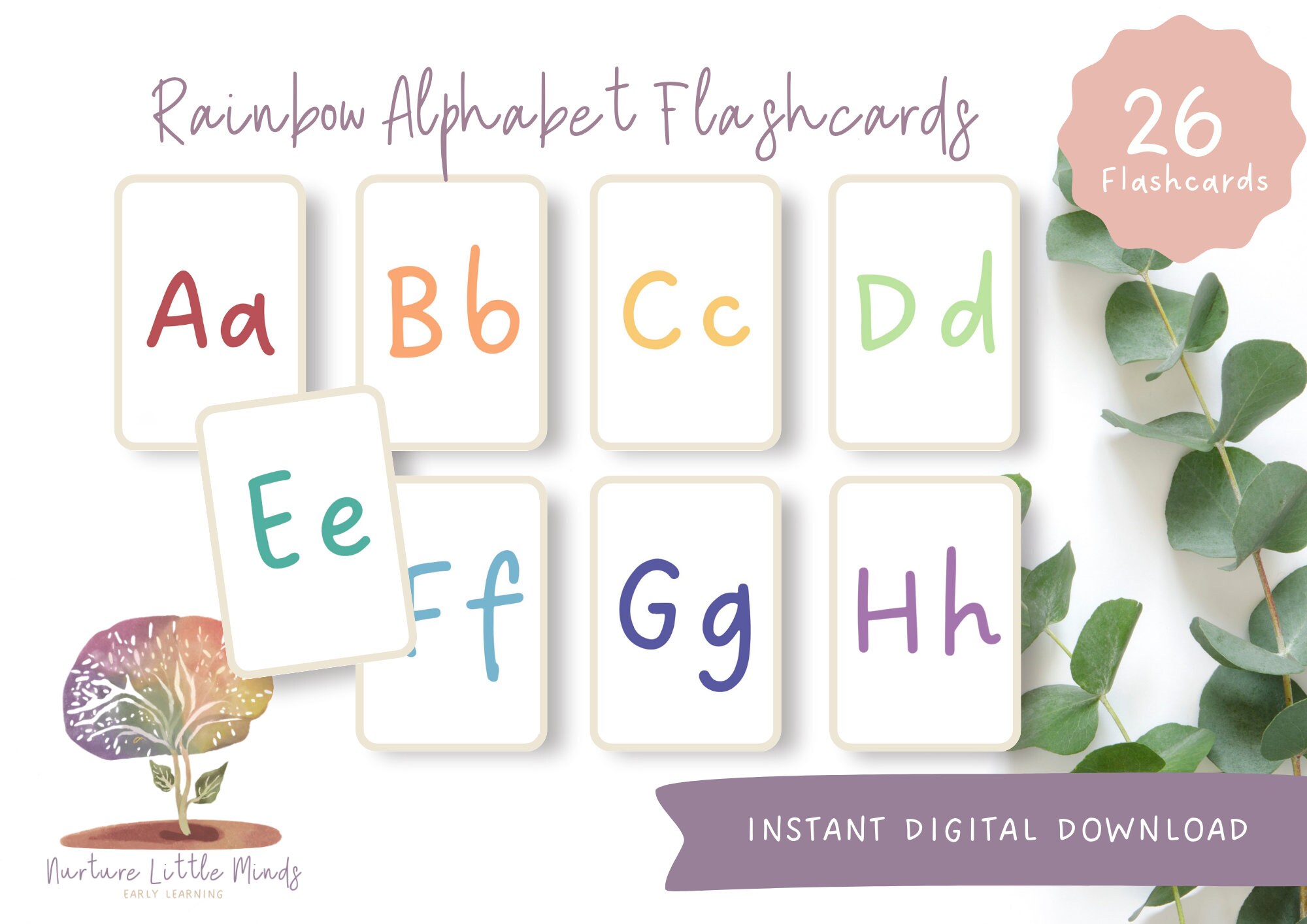 Printable Rainbow Alphabet Flashcards, Classroom Decor, Toddlers ...