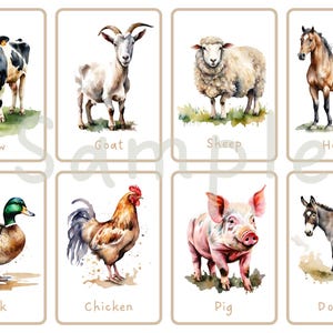 Printable Watercolour Farm Flashcards, Classroom Decor, Toddlers ...