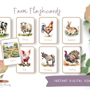 Printable Watercolour Farm Flashcards, Classroom Decor, Toddlers ...