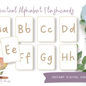 Printable Neutral Alphabet Flashcards, Classroom Decor, Toddlers ...