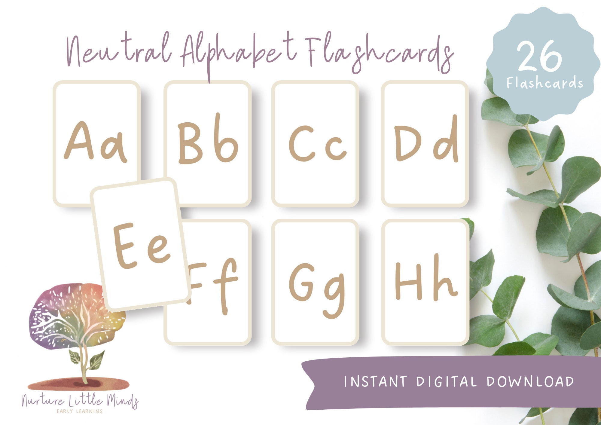 Printable Neutral Alphabet Flashcards, Classroom Decor, Toddlers ...