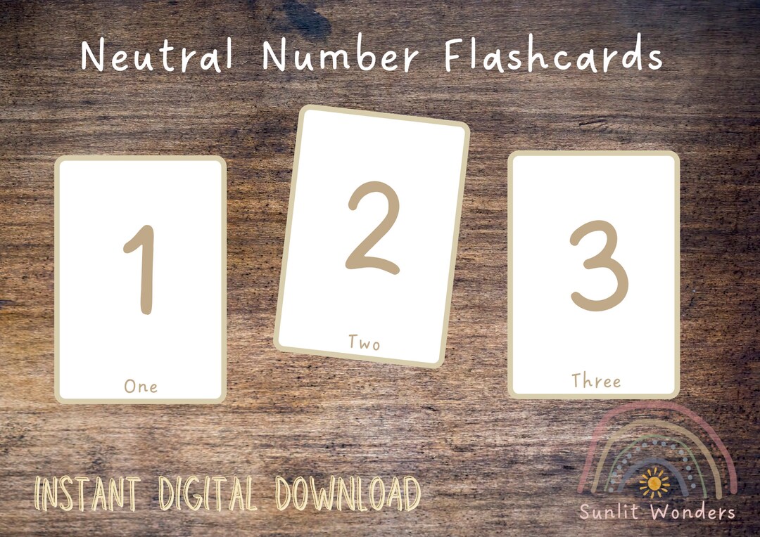 Printable Neutral Number Flashcards Classroom Decor - Etsy