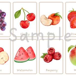 Printable Watercolour Fruits Flashcards, Classroom Decor, Toddlers ...
