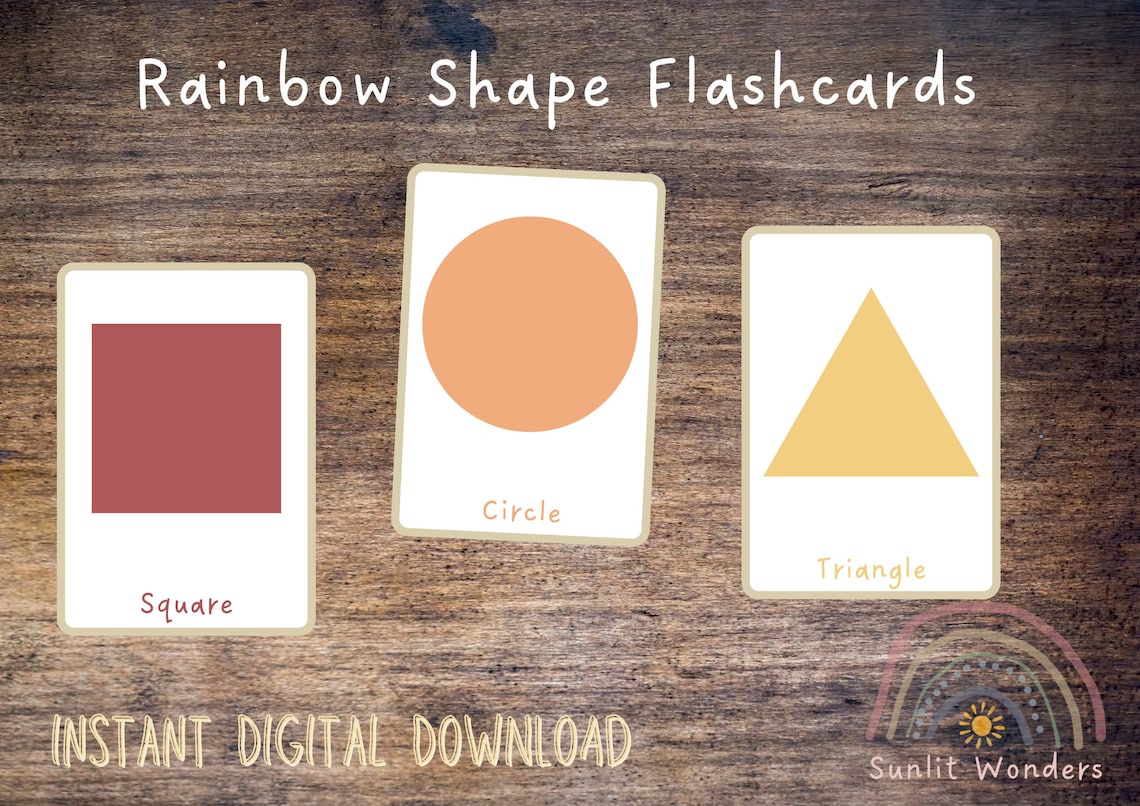 Printable Rainbow Shape Flashcards Classroom Decor Toddlers - Etsy