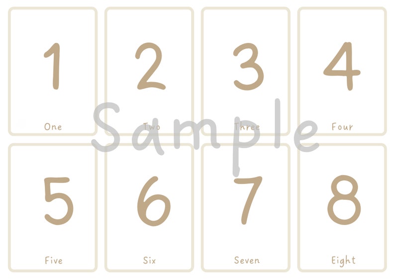 Printable Neutral Number Flashcards Classroom Decor - Etsy