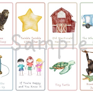 Printable Nursery Rhyme Songs Flashcards, Watercolour, Classroom Decor ...