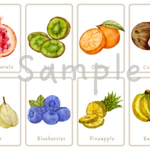 Printable Watercolour Fruits Flashcards, Classroom Decor, Toddlers ...