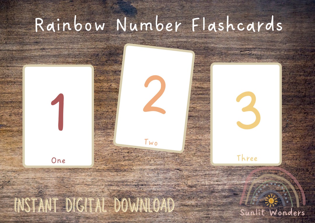 Printable Rainbow Number Flashcards Classroom Decor - Etsy