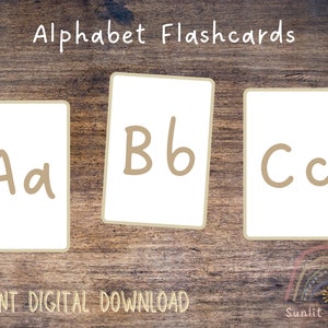 Printable Neutral Alphabet Flashcards Classroom Decor - Etsy