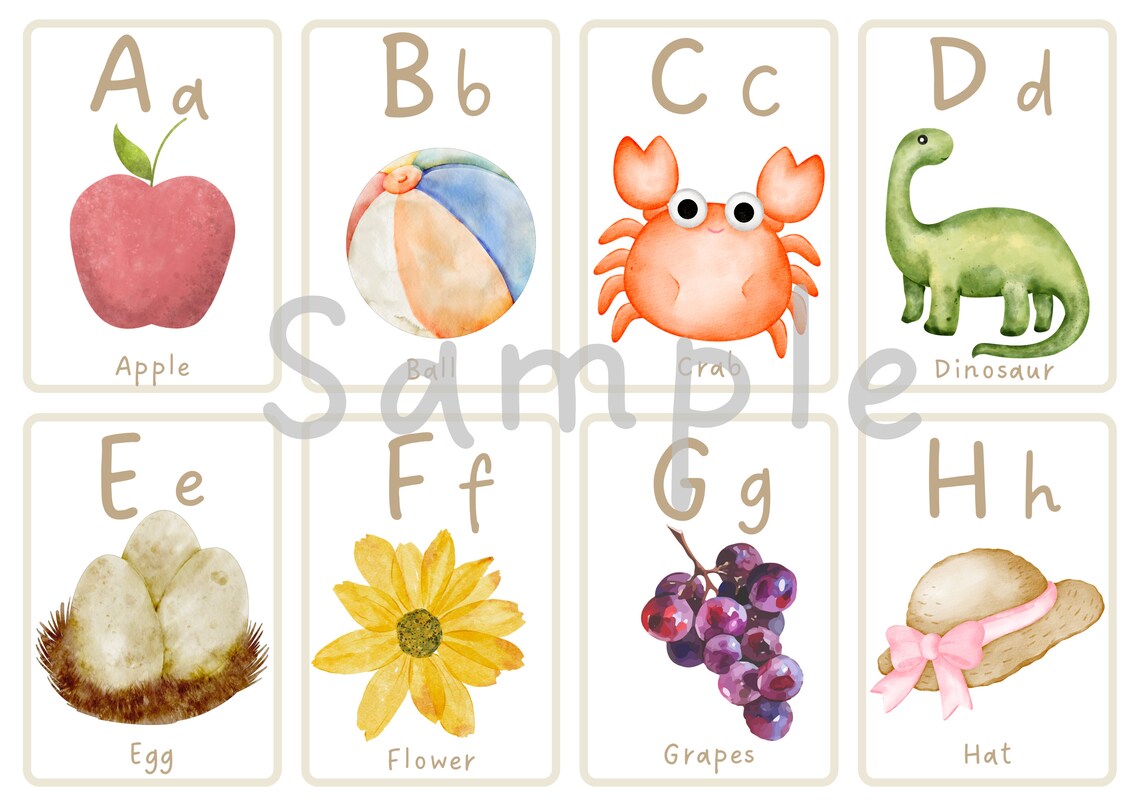 Printable Watercolour Alphabet Flashcards, Classroom Decor, Toddlers ...