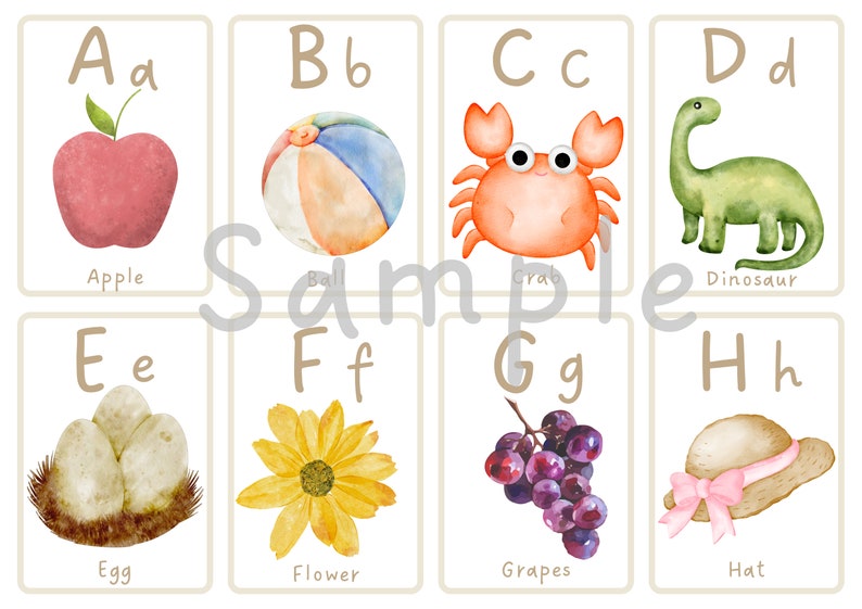 Printable Watercolour Alphabet Flashcards, Classroom Decor, Toddlers ...