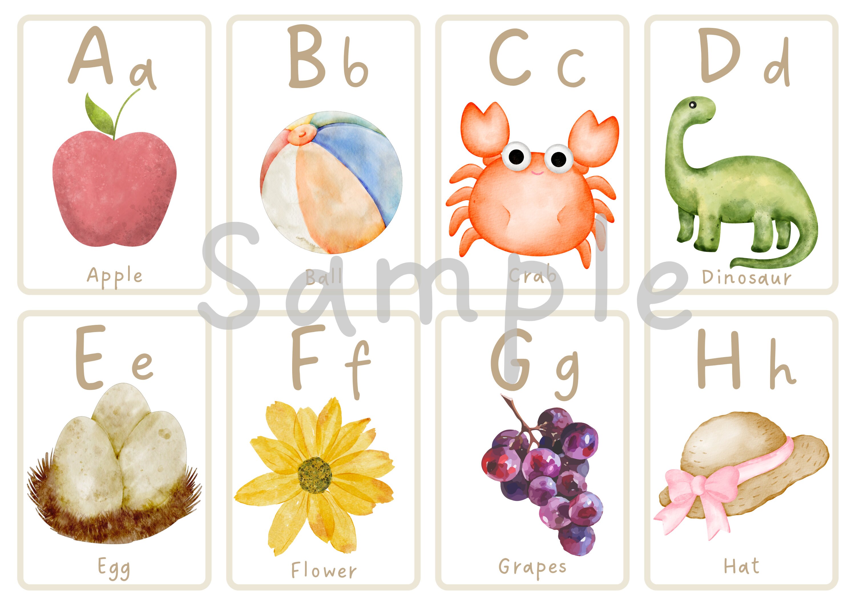 Printable Watercolour Alphabet Flashcards, Classroom Decor, Toddlers ...