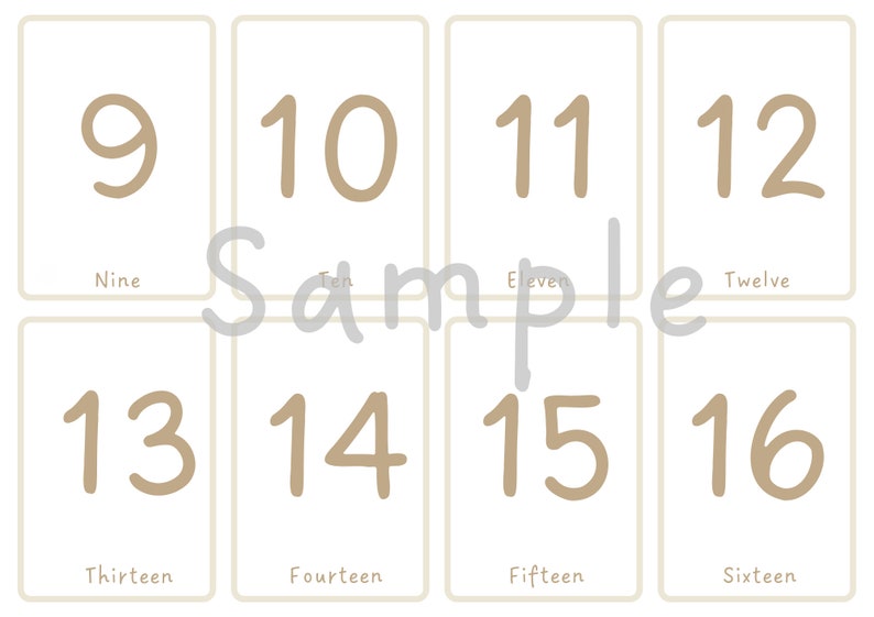 Printable Neutral Number Flashcards Classroom Decor - Etsy